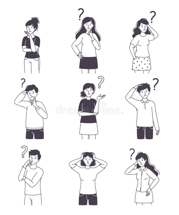 Question with Thoughtful Man and Woman Scratching Head Over Riddle ...