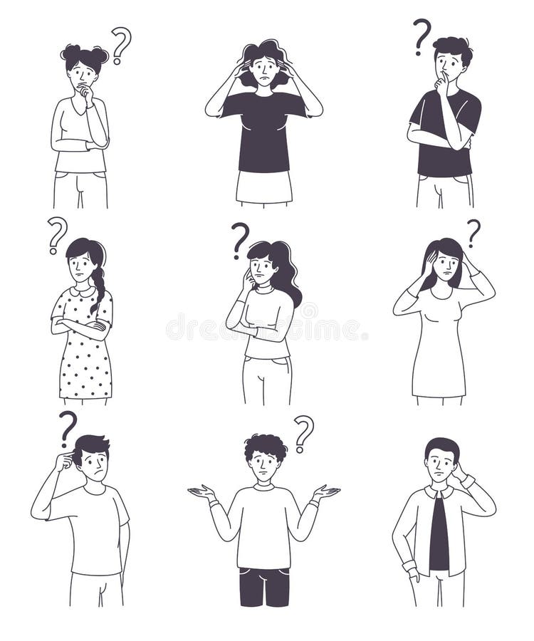 Question with Thoughtful Man and Woman Scratching Head Over Riddle ...