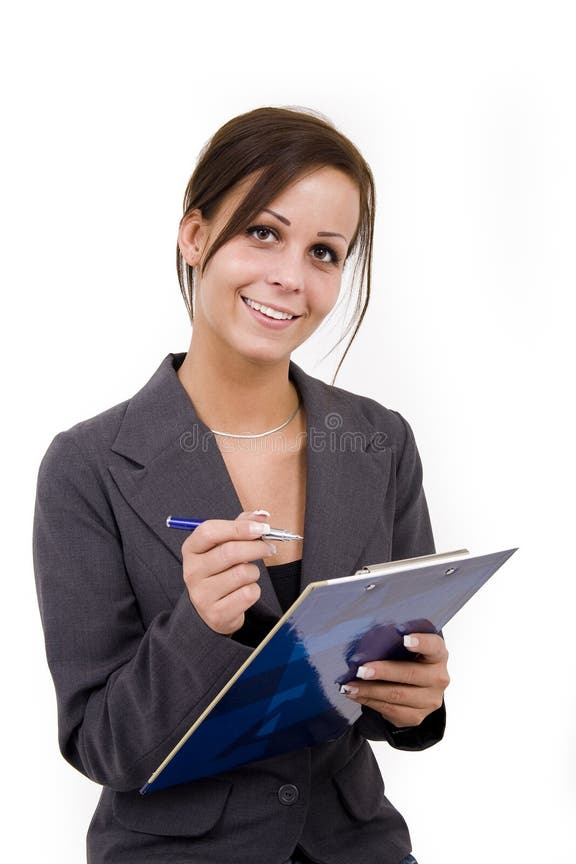 Questioner girl stock image. Image of looking, girl, folder - 4145199