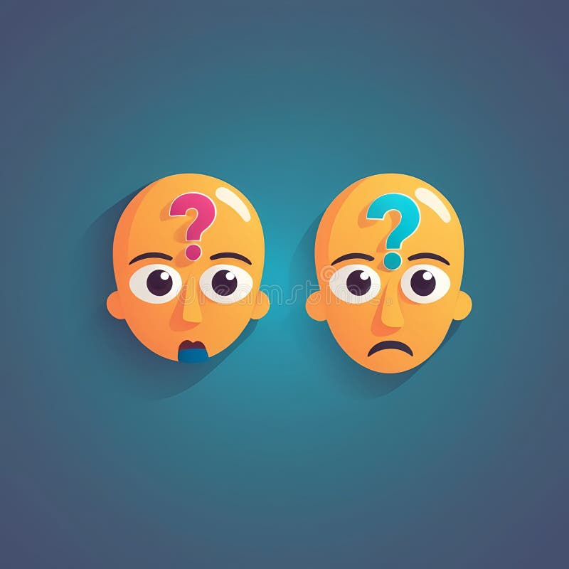 Questioning Faces with Question Marks Above Expressing Confusion Stock ...