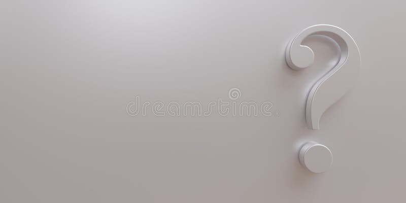 Questionmark on White Silver Color Wall, Copy Space. Ask, Wonder, Doubt ...