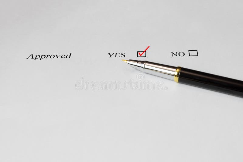 Questionnaire.Approved, a Red Check Mark on White Paper Stock Photo ...