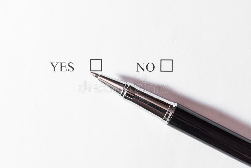 Questionnaire. the Choice between Yes and No, Mark Your Choice Stock ...