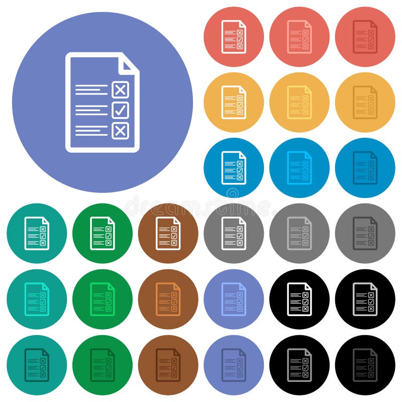 Questionnaire Document Round Flat Multi Colored Icons Stock Vector ...