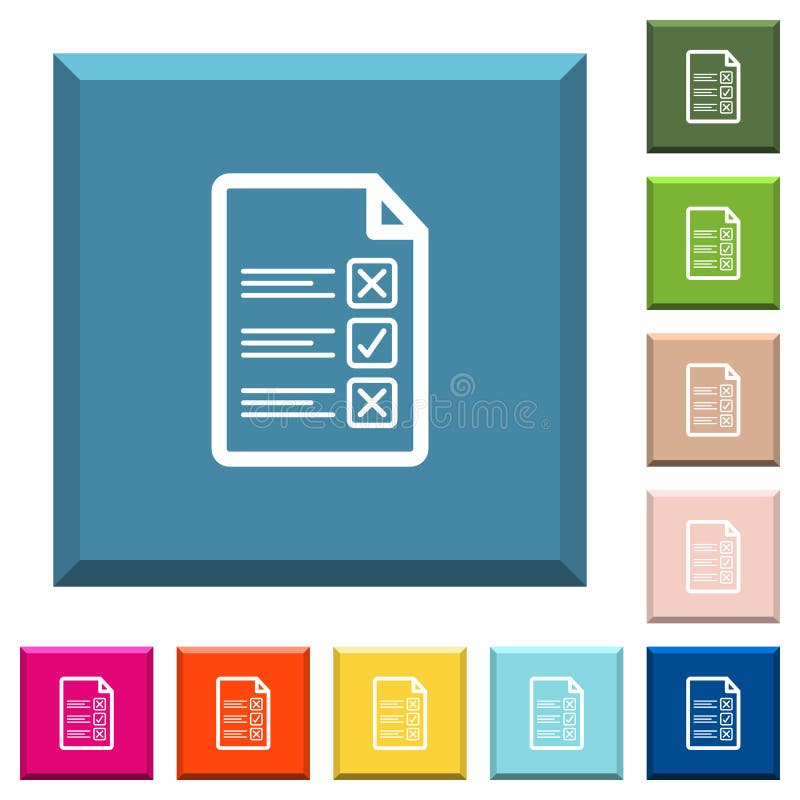 Questionnaire Document Rounded Square Steel Buttons Stock Vector ...
