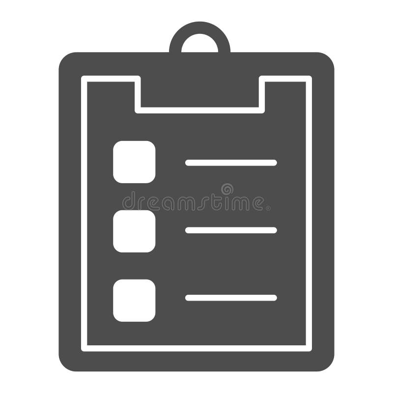 Questionnaire Form Board Solid Icon. Checklist with Unmarked Cells ...
