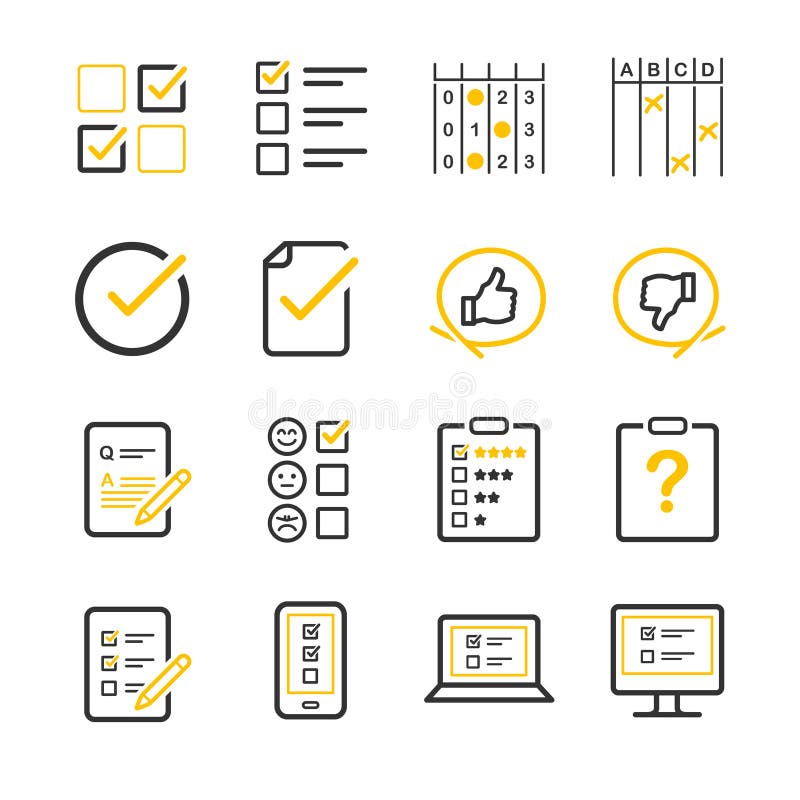Questionnaire and Survey Icons Stock Vector - Illustration of phone ...