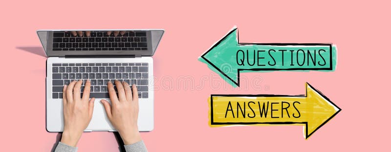 Questions and Answers with Person Using Laptop Computer Stock ...