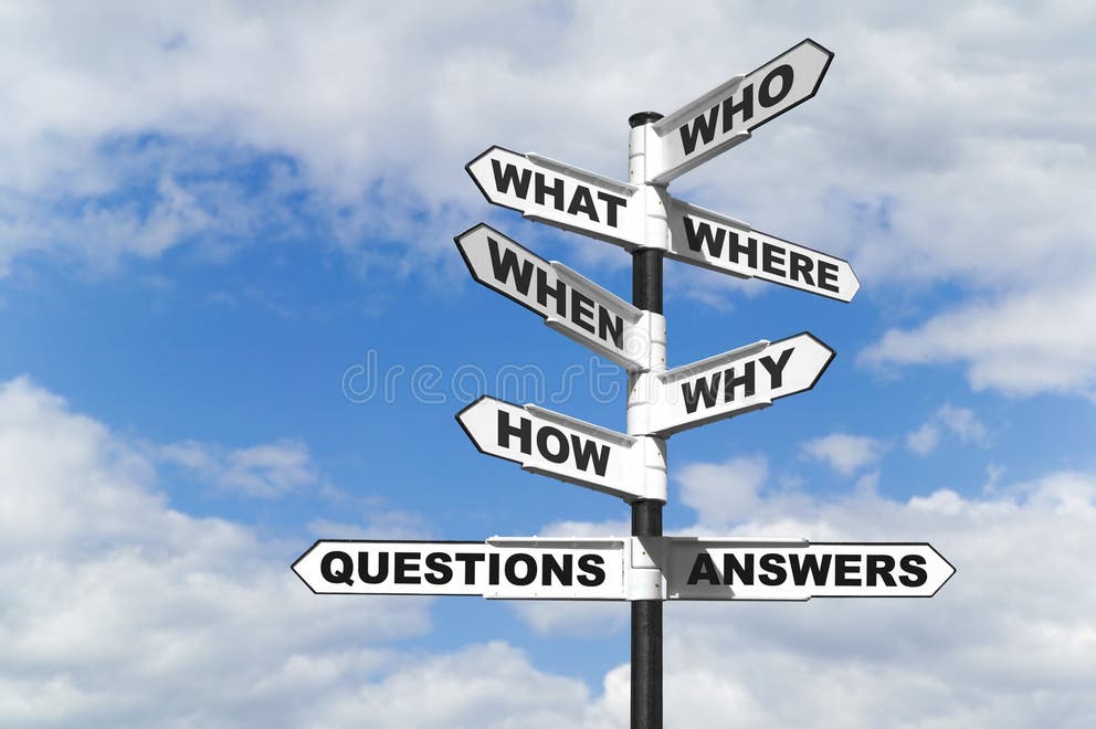 Questions and Answers Signpost Stock Photo - Image of research ...