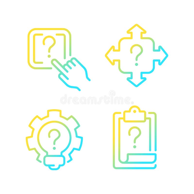 Questions And Answers In Technical Support Gradient Linear Vector Icons