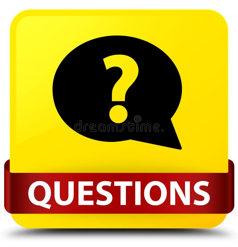 Questions (bubble Icon) Yellow Square Button Red Ribbon in Middle Stock ...