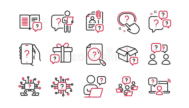 Questions Line Icons. Artificial Intelligence Computer, Phone with ...