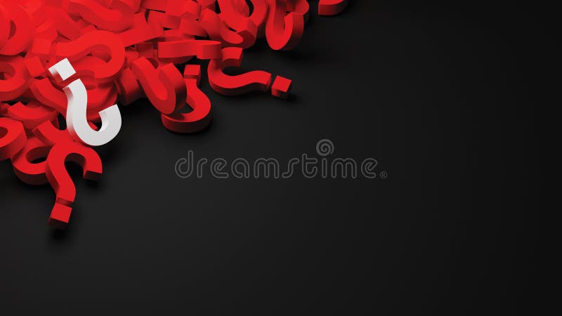 Questions Marks on Black Background with Copy Space 3d Render Stock ...