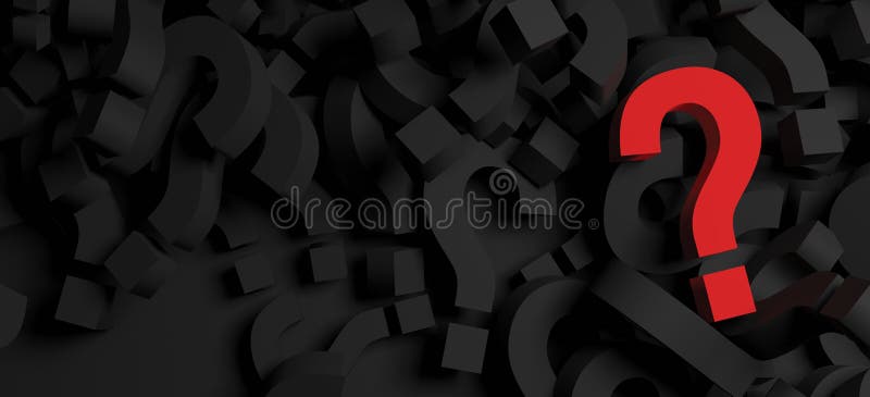 Questions Marks on Black Background with Copy Space 3d Render Stock ...