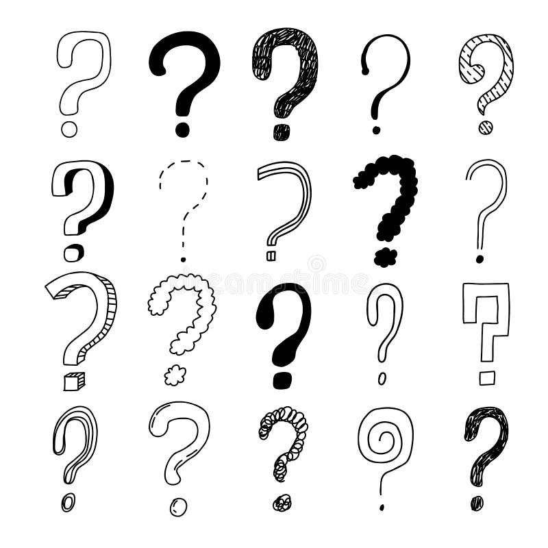 Questions Marks. Hand Drawn Doodle Ask Sign Set Stock Vector ...