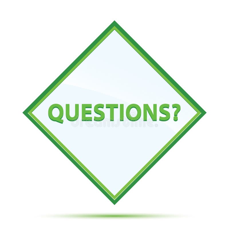 Questions? Modern Abstract Green Diamond Button Stock Illustration ...
