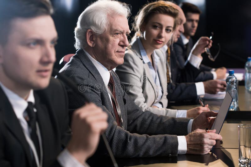 Questions during Press Conference Stock Image - Image of speakers ...