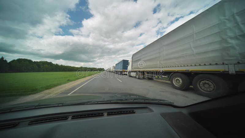 Queue at the Border of Trucks. Stock Video - Video of queue, group ...