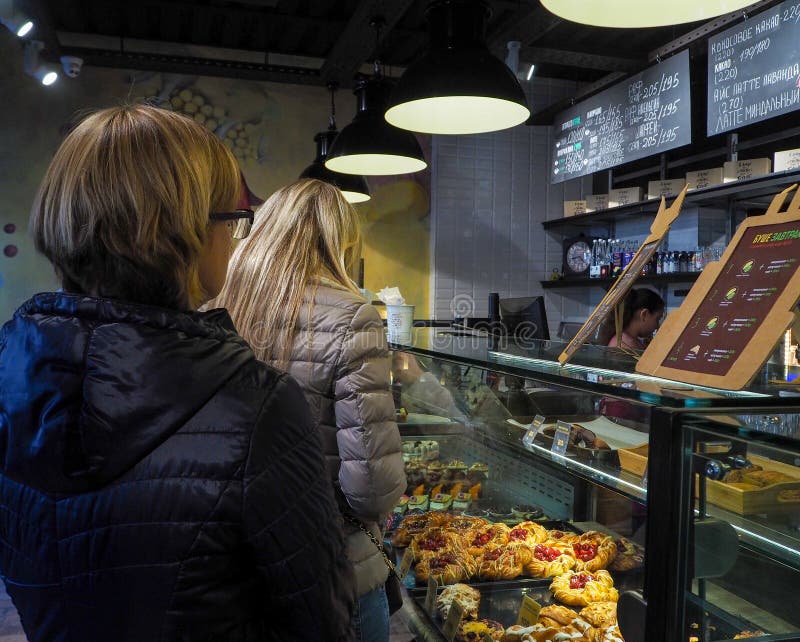 The Queue at the Cafe. Russia. Saint-Peterburg. Autumn 2017. Editorial ...