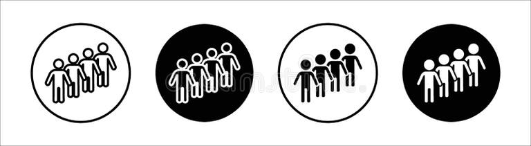 Queue Flat Line Icon Set. Queue Thin Line Illustration Vector Stock ...