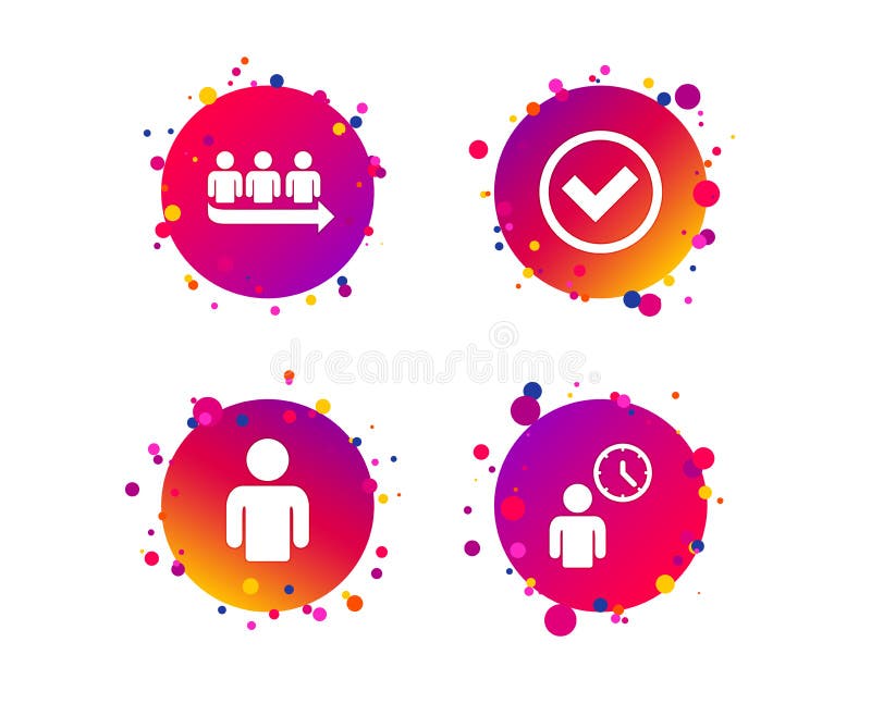 Queue Icon. Person Waiting Sign. Check and Time. Vector Stock Vector ...