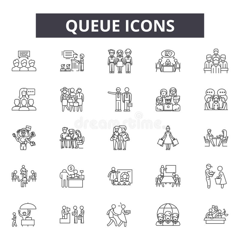 Queue Line Icons, Signs, Vector Set, Outline Illustration Concept Stock ...