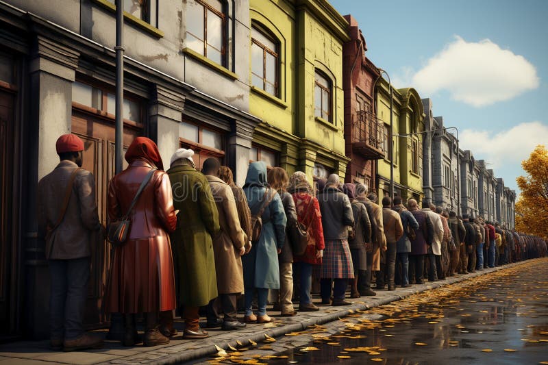 Queue Line of People Waiting for Their Turn Stock Image - Image of ...