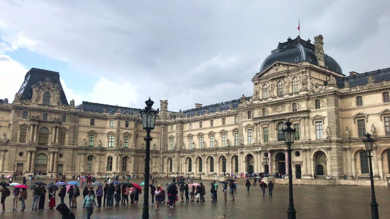 Queue at the Louvre Museum stock video. Video of downtown - 187309591