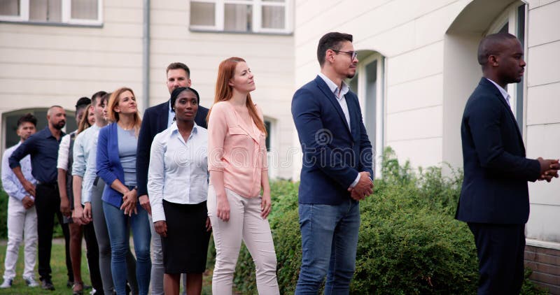 In a Queue, Business People are Standing in Continuous One-line ...