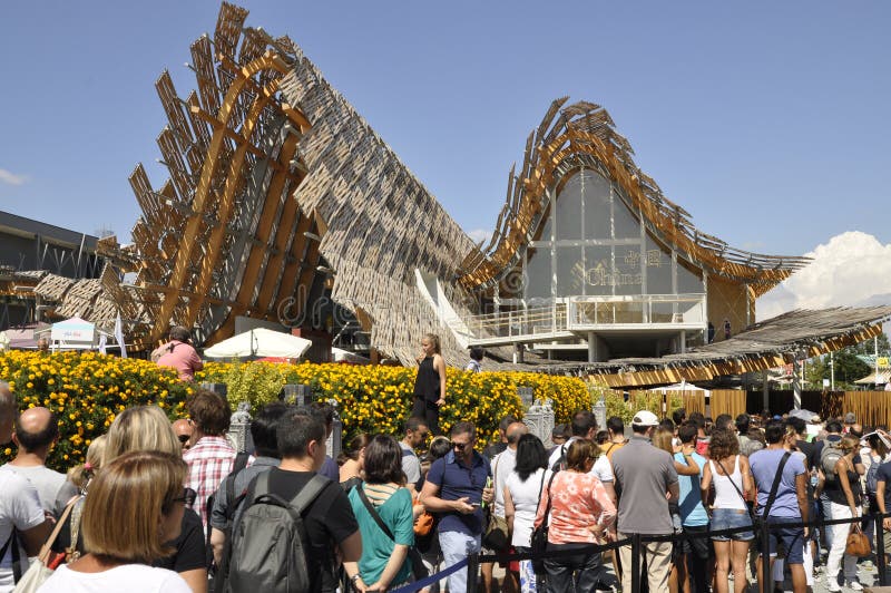 Queue of People in Front of China Pavillon at EXPO Editorial Stock ...