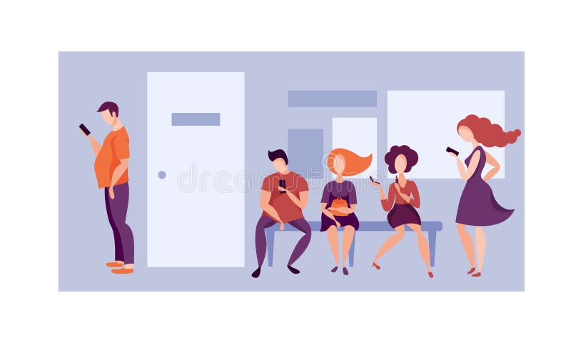Queue To the Office. Vector Stock Vector - Illustration of candidate ...