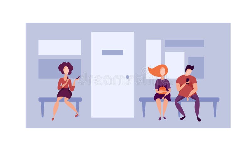 Queue To the Office. Vector Stock Vector - Illustration of character ...