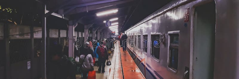 Queue at train station stock image. Image of queue, indonesia - 170354355