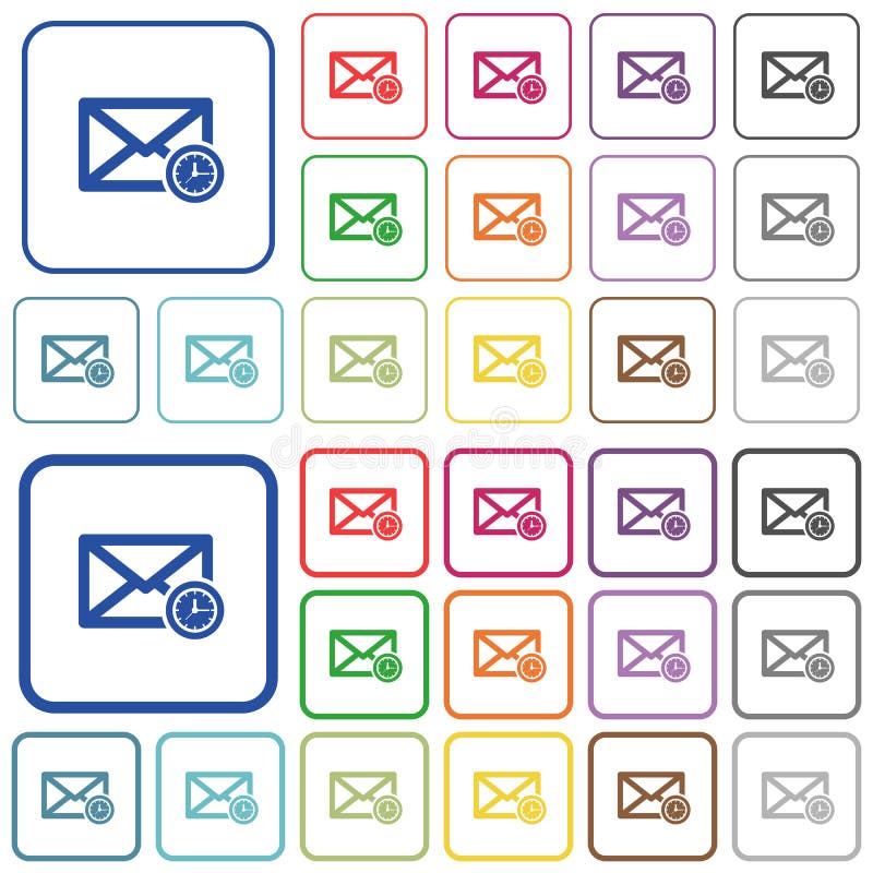 Queued Mail Outlined Flat Color Icons Stock Vector - Illustration of ...