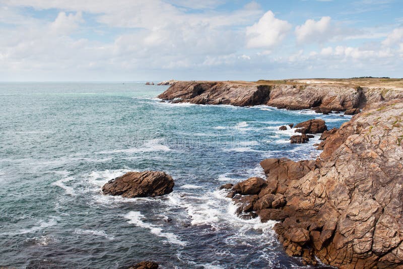 Sea and Cliffs in Brittany - France Stock Image - Image of meadow, path ...