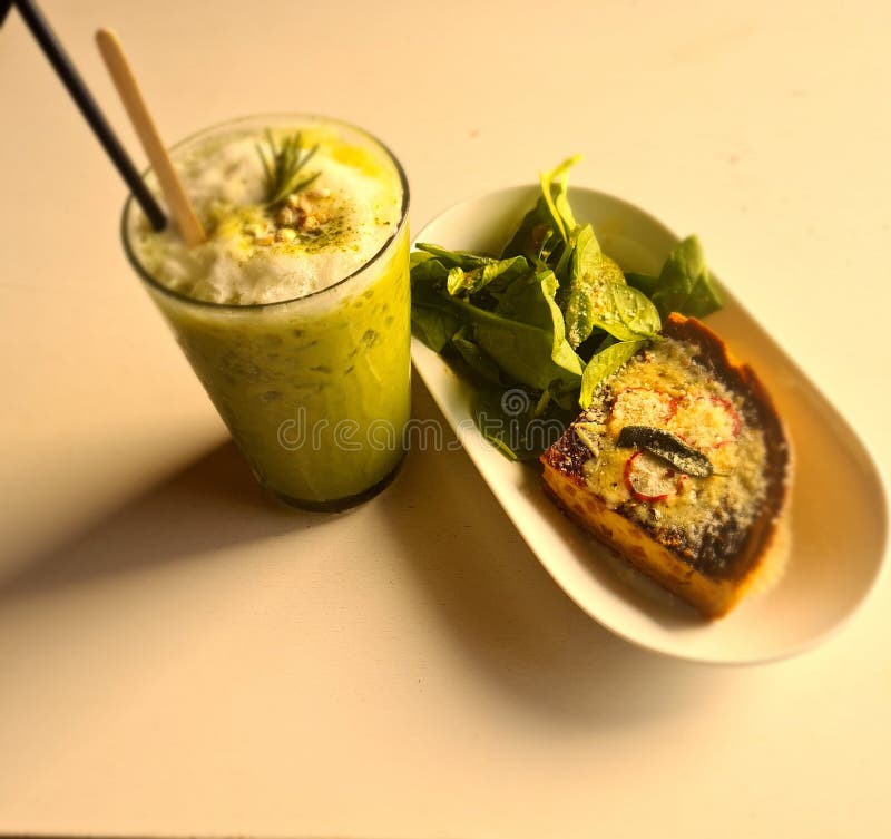 Quiche and Matcha Time for Afternoon Tea Stock Photo - Image of matcha ...