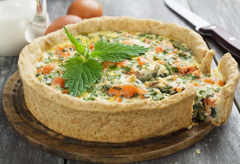 Quiche Pie with Fish and Nettles Stock Image - Image of organic, food ...