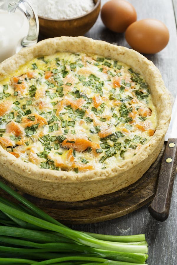 Quiche Pie with Fish and Nettles Stock Image - Image of eating, dish ...