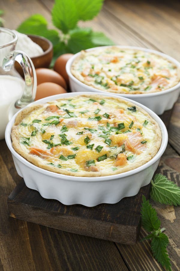 Quiche Pie with Fish and Nettles Stock Image - Image of quiche, salmon ...