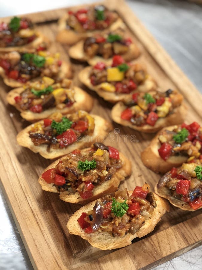 Quick Bite Bruschetta stock photo. Image of ratatouille - 214400848