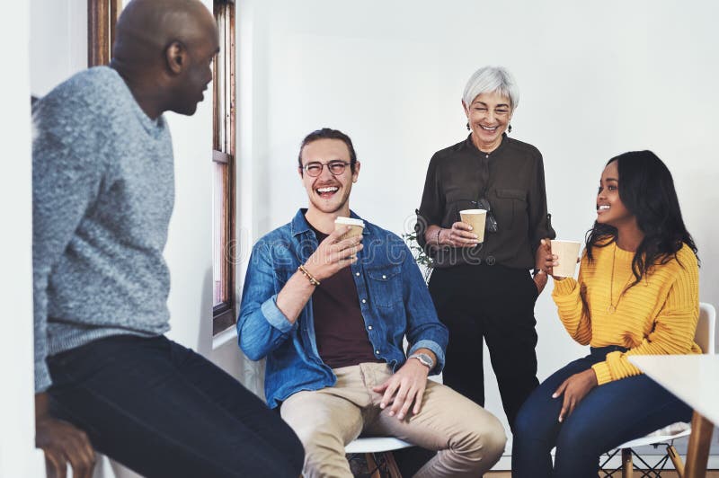 A Quick Coffee before we Get Started. a Group of Cheerful ...