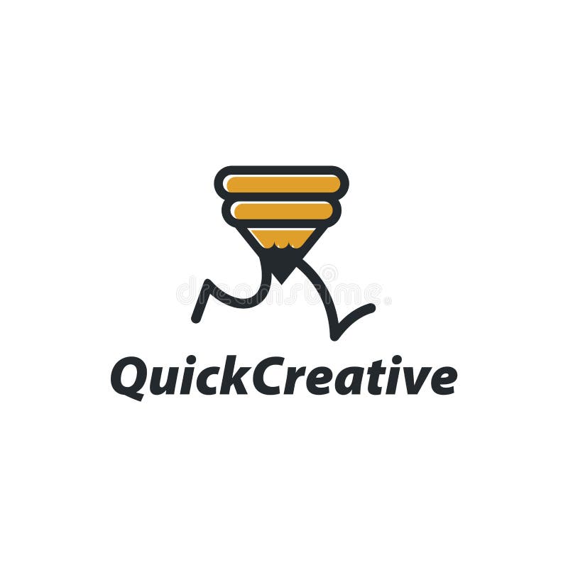 Quick Creative Logo Template Design with a Running Pencil. Vector ...