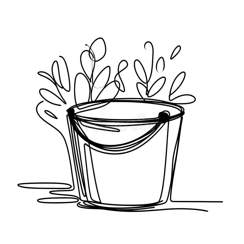 A Quick Drawing Displaying a Bucket with Spilled Liquid Surrounding it ...