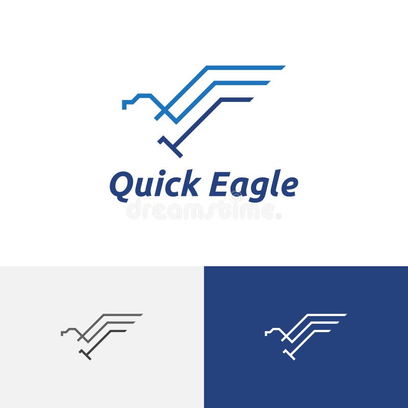 Quick Fast Hawk Eagle Falcon Flying Bird Monoline Logo Template Stock ...