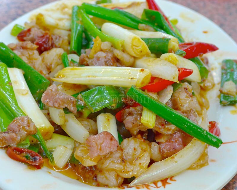 Quick-fried Mutton Slices with Scallions Stock Image - Image of meat ...