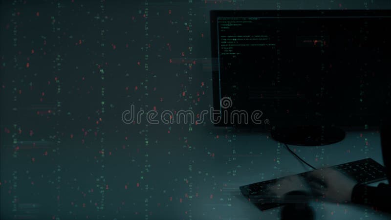 Programmer Typing Code on a Backlit Keyboard in a Dark Room, Passionate Work at the Computer ...