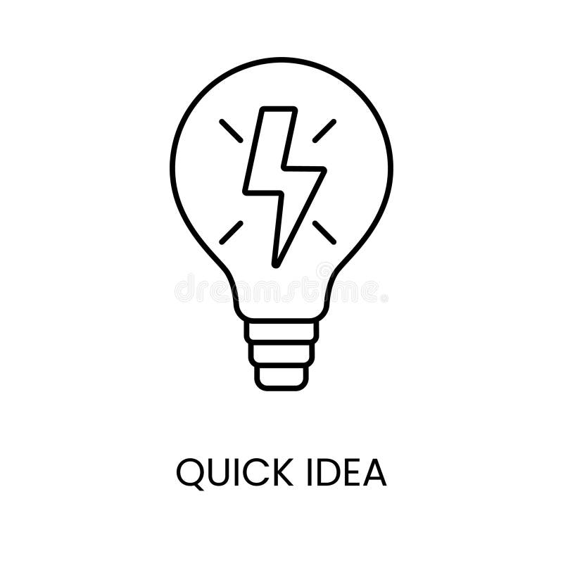 Quick Idea, Incandescent Light Bulb Linear Icon in Vector Stock Vector ...