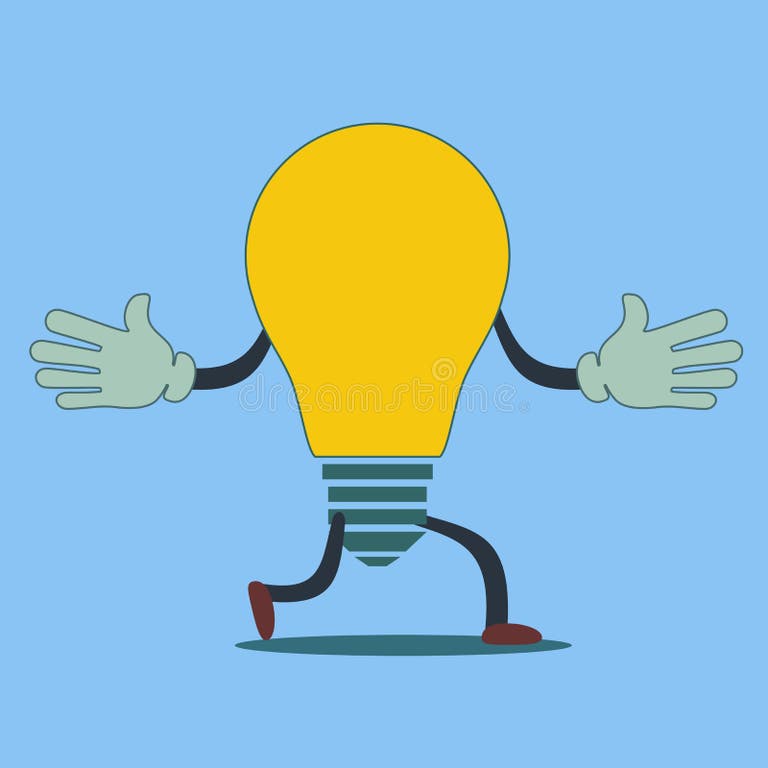 Quick Idea a Running Light Bulb. Vector Stock Vector - Illustration of ...