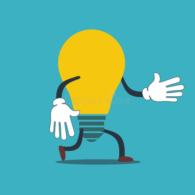 Quick Idea a Running Light Bulb. Vector Stock Vector - Illustration of ...