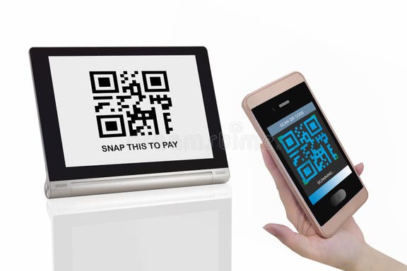 Quick Pay by QR Code Scanning on Smartphone Screen Stock Image - Image ...